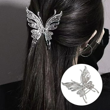 Claire's Silver Butterfly Rhinestone Hair Spinners - 6 Pack - Walmart.com