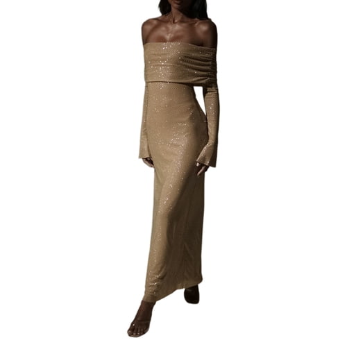 Skymirror Lady Evening Dress Bateau Neckline Off Shoulder Long Sleeves ...