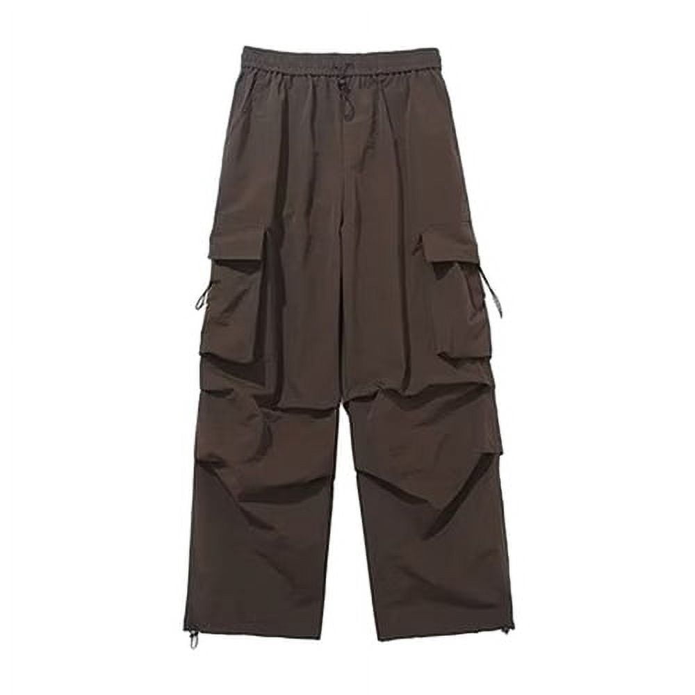 Skymirror Men Cargo Pants Multi Pockets Solid Color Loose Deep Crotch ...