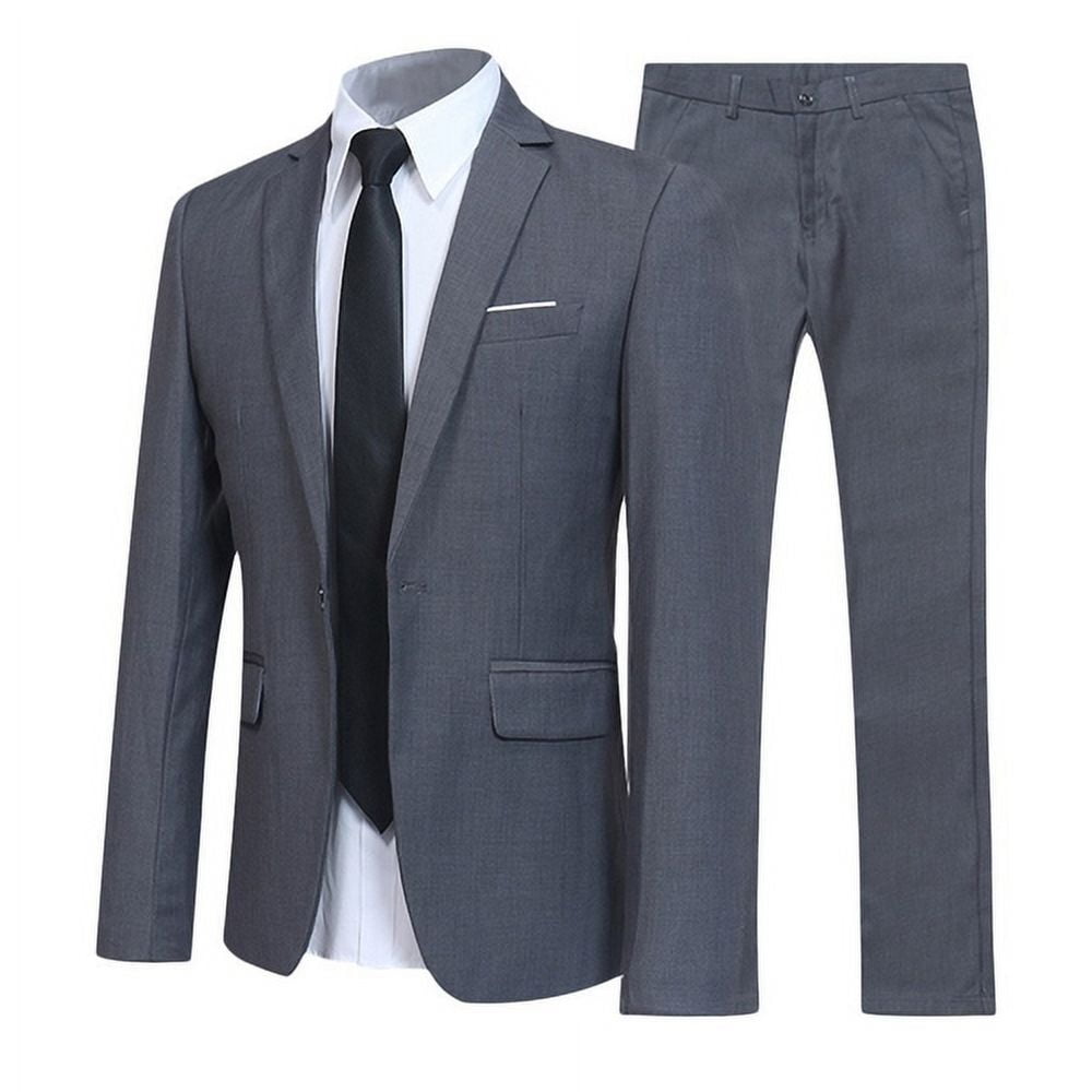 Skymirror Men Suit Set Lapel Formal Stylish Buttons Pockets Blazer for ...