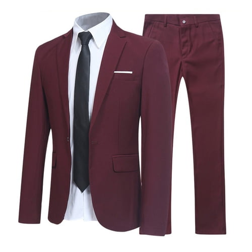Skymirror Men Suit Set Lapel Formal Stylish Buttons Pockets Blazer for ...