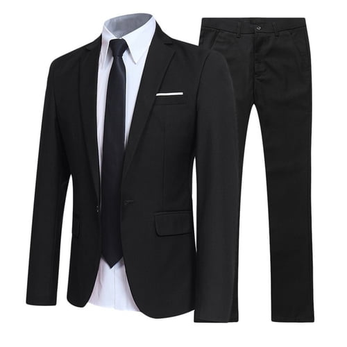 Skymirror Men Suit Set Lapel Formal Stylish Buttons Pockets Blazer for ...