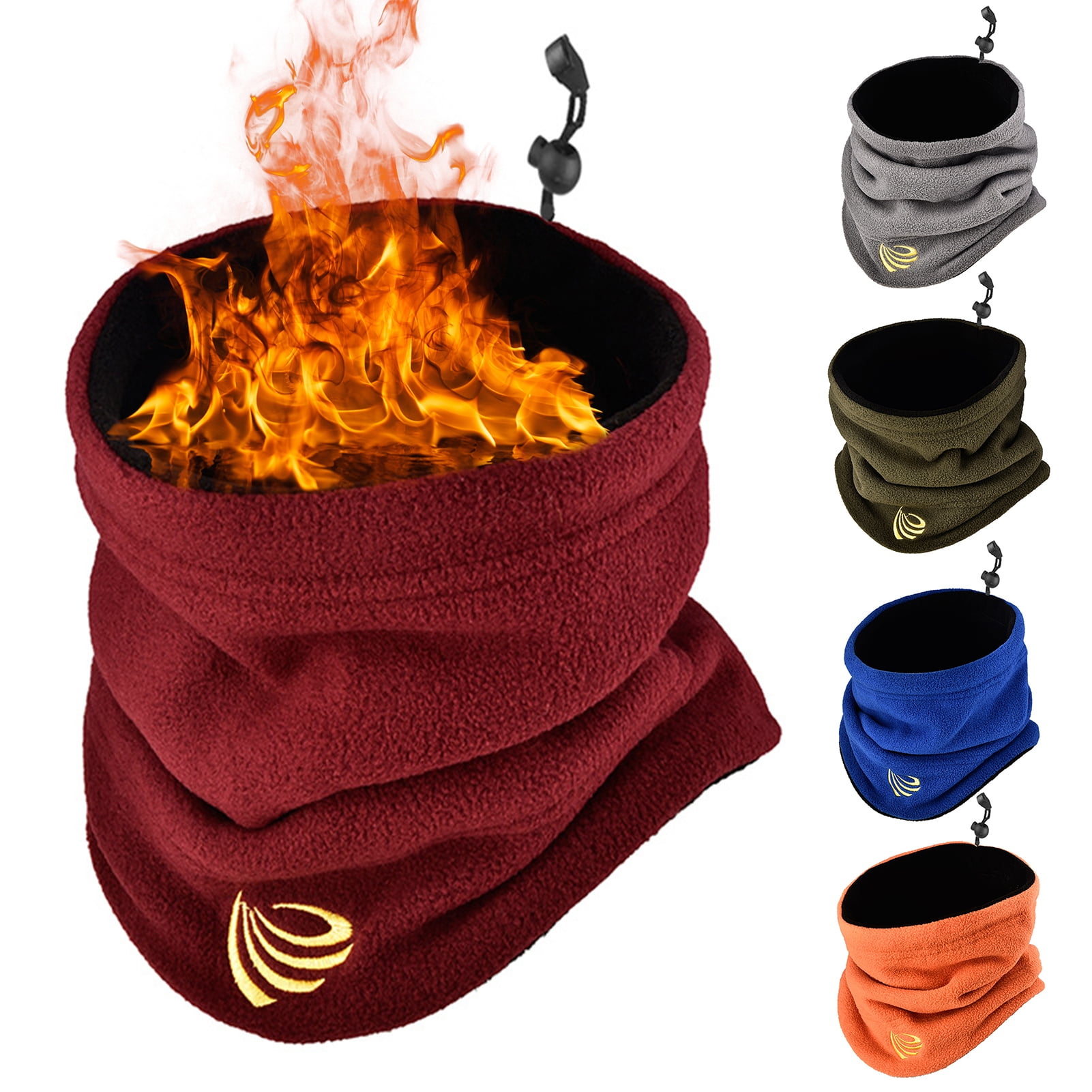 Skymirror Men Winter Cycling Scarf Drawstring Adjustable Thick Plush ...
