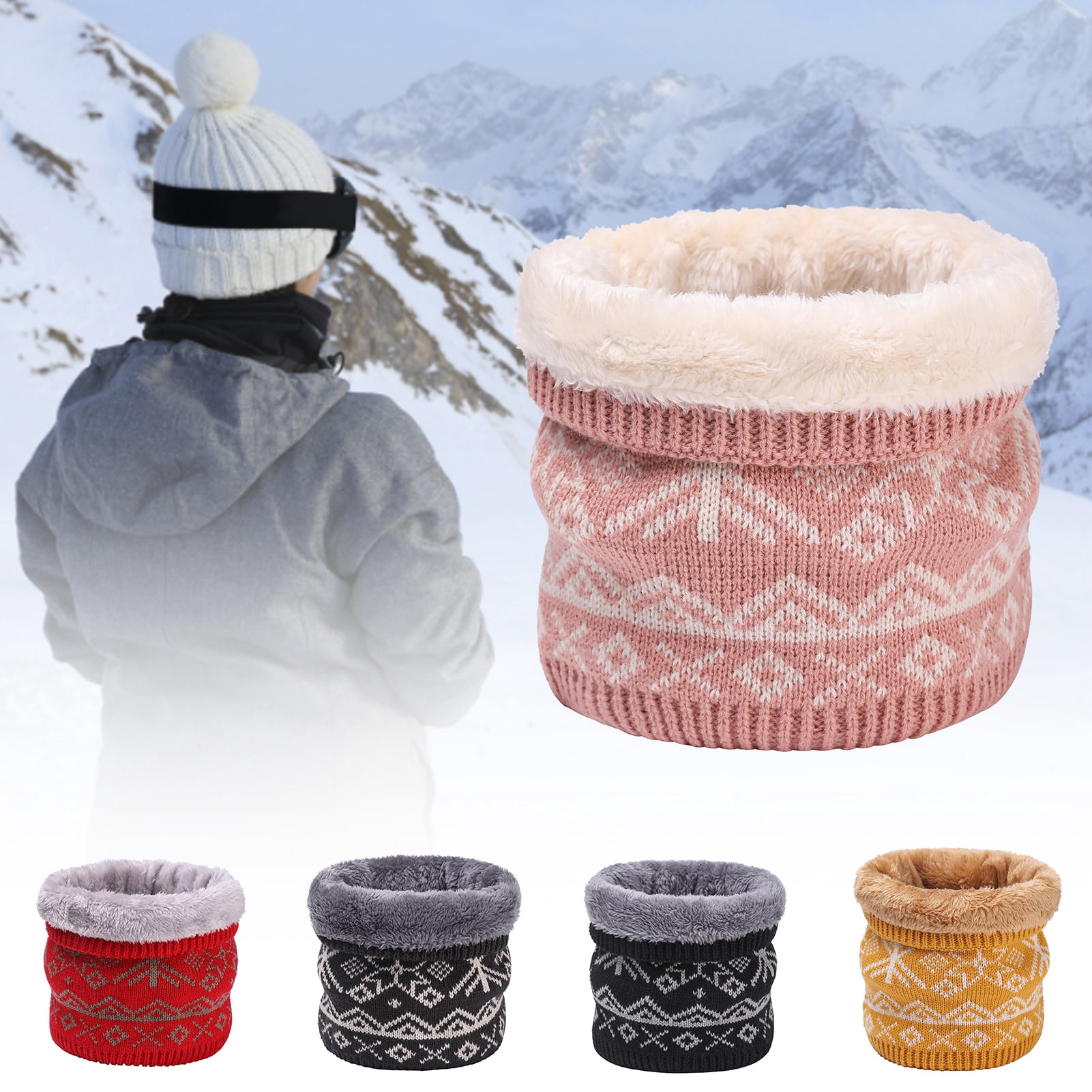 Skymirror Neck Warmer Wind-proof Warm Acrylic Fiber Double Layer Winter ...