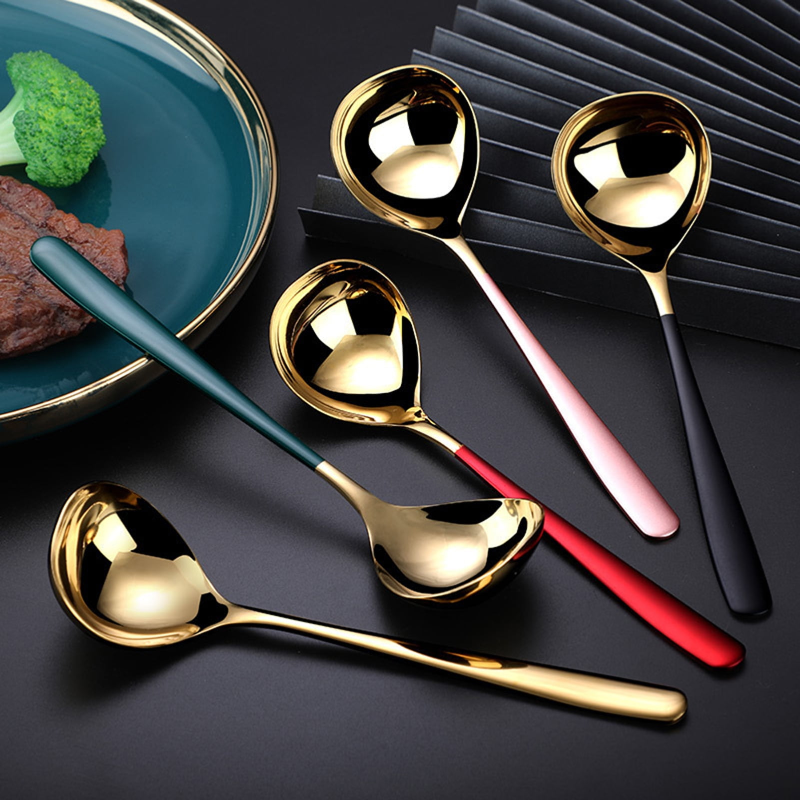 Skymirror Soup Spoon Ergonomic Design Comfortable Grip Stainless Steel ...