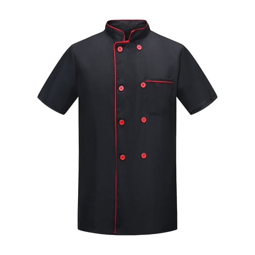 Skymirror Summer Chef Uniform Double-breasted Short Sleeve Unisex Stand ...