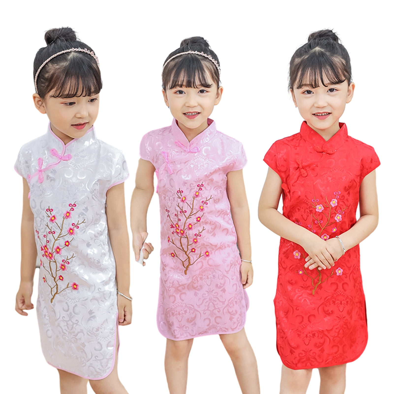 Skymirror Toddler Girls Summer Girls Plum Blossom Embroidery Cheongsam ...