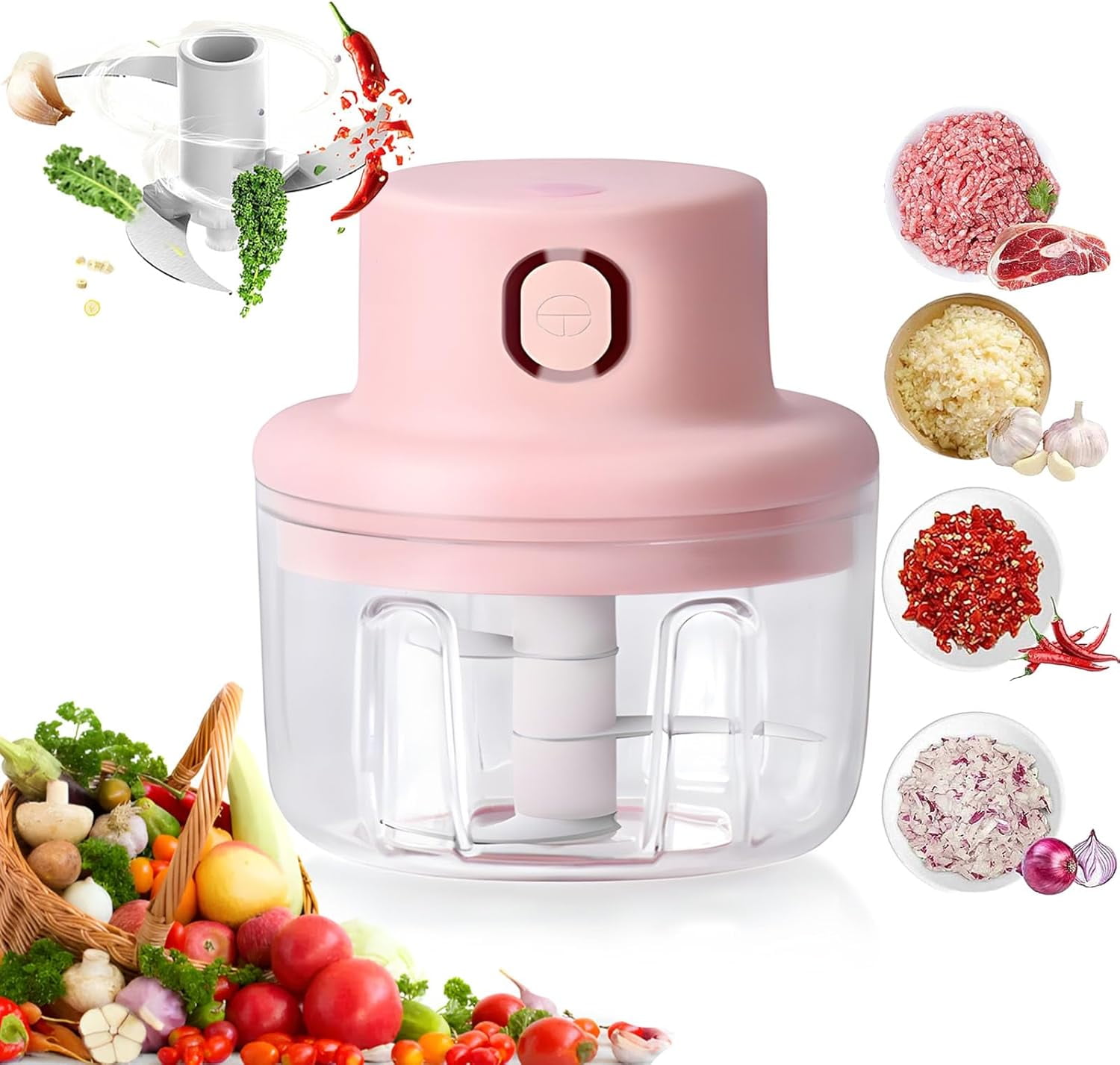 Skypicnic Wireless Food Chopper, Electric Garlic Chopper Cordless ...