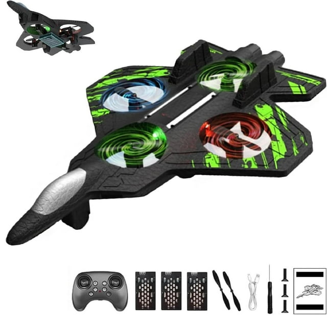 Skyriders RC Jet, RC Stunt Fighter Jet Toy with 360° Flips & LED Lights ...