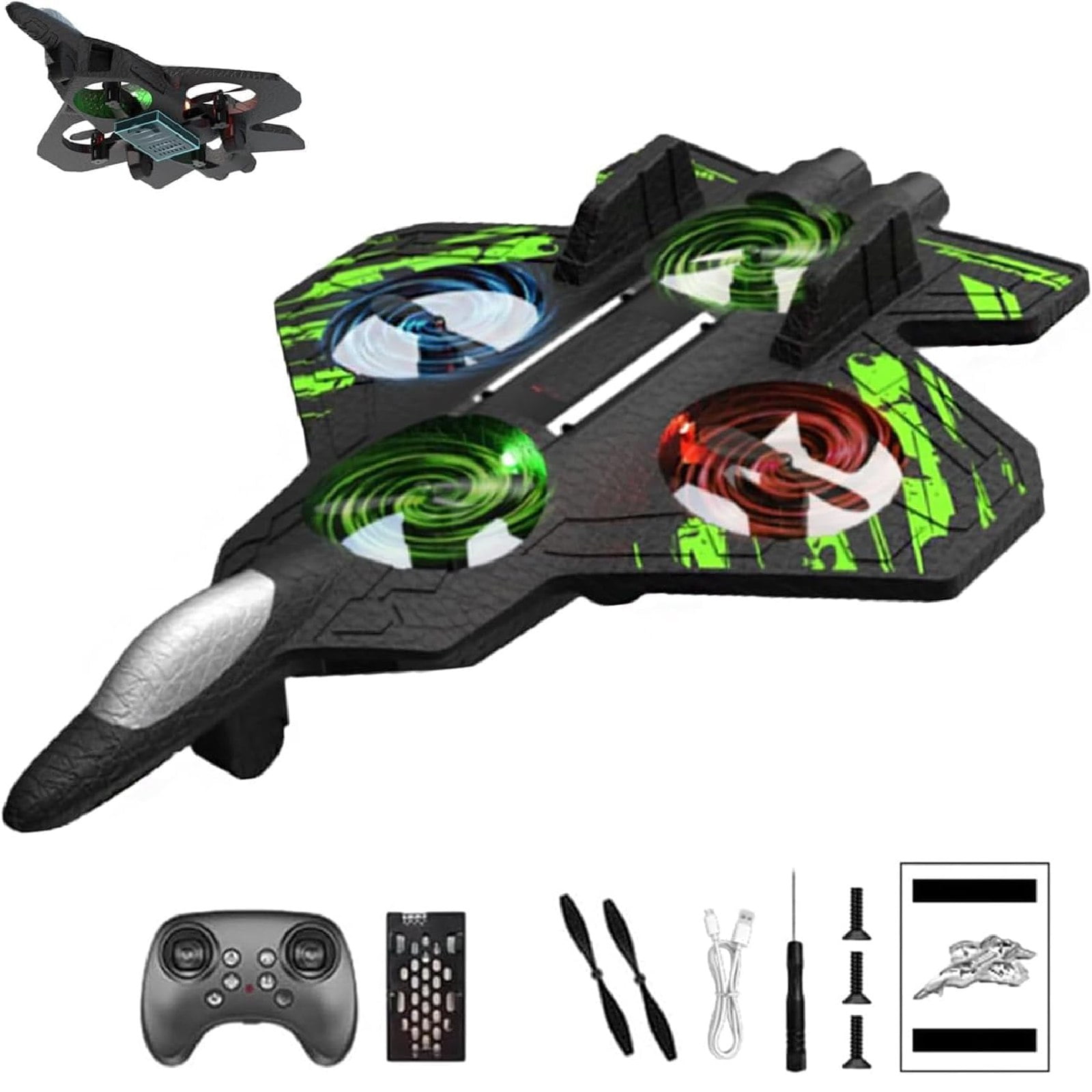 Skyriders RC Jet, RC Stunt Fighter Jet Toy with 360° Flips & LED Lights ...