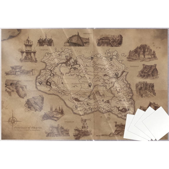 Skyrim - Gaming Poster (Illustrated Map - Province Of Skyrim) (Size: 36 ...