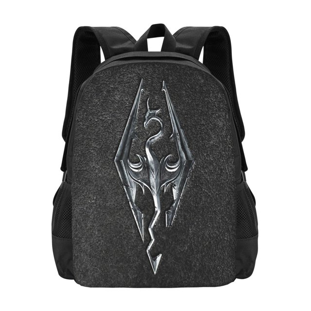 Skyrim Logo - Iron Embossed In Granite Backpack Fashion Travel Backpack ...