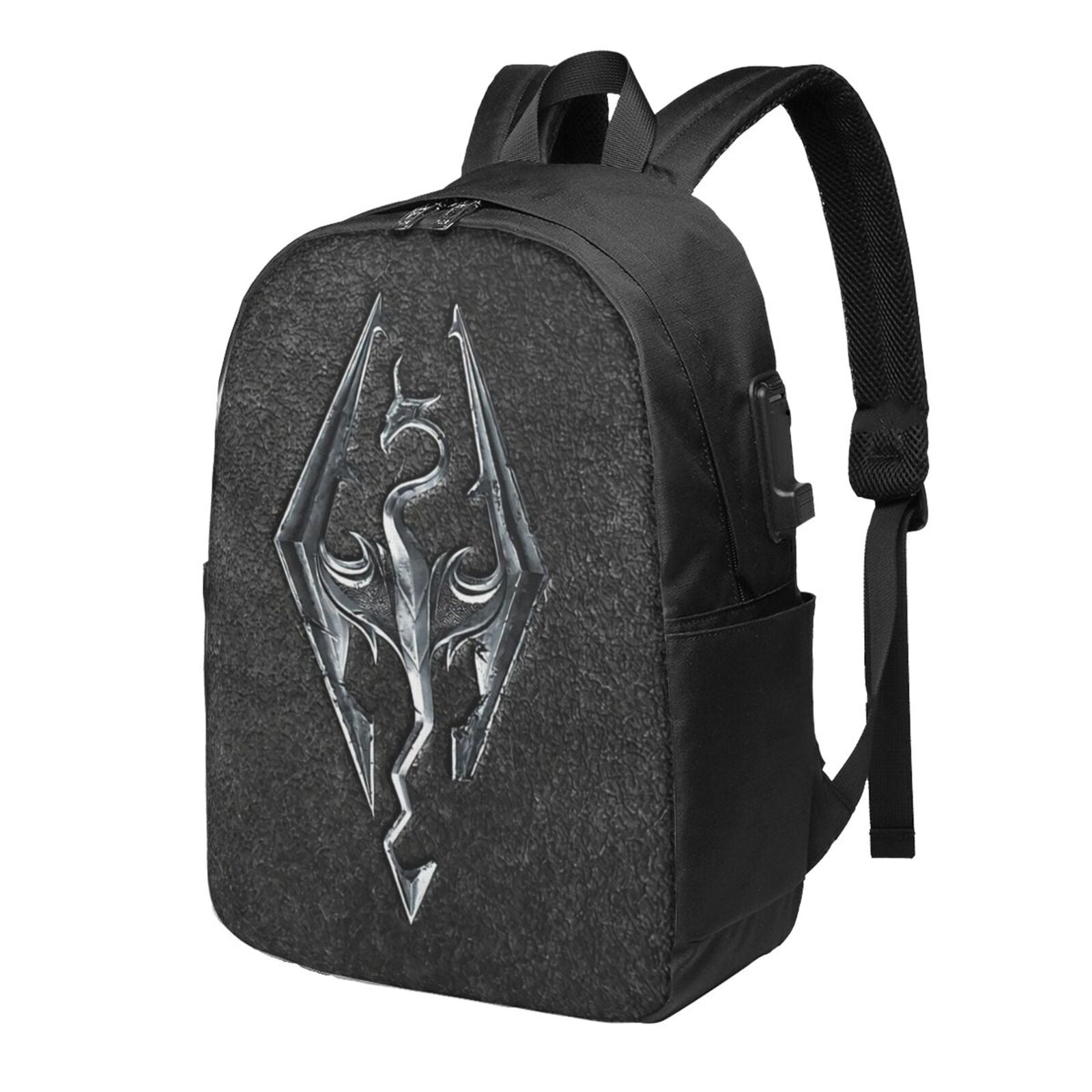 Skyrim Logo - Iron Embossed In Granite Backpack Fashion Travel Backpack ...