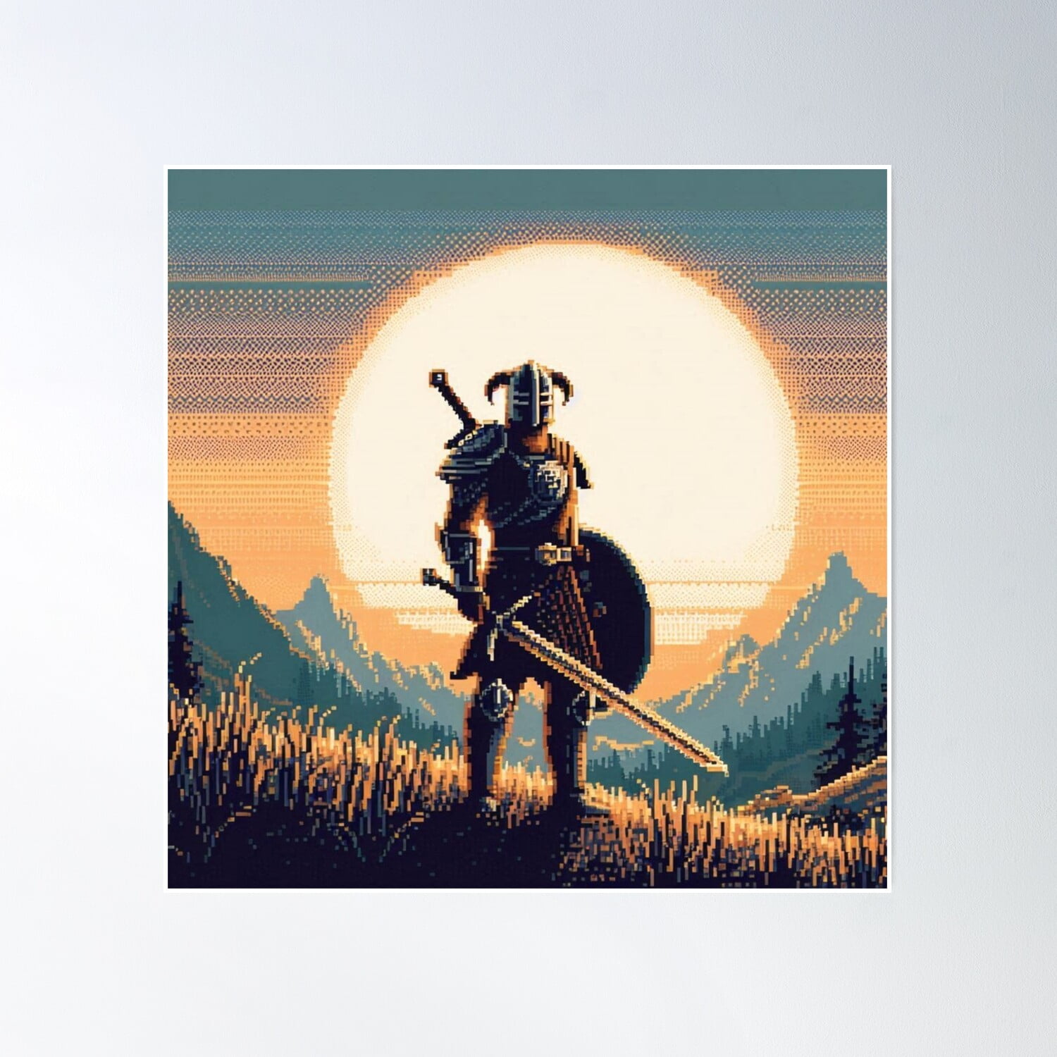 Skyrim Mountain Skyline Sunset Poster Wall Art, Modern Wall Decor ...