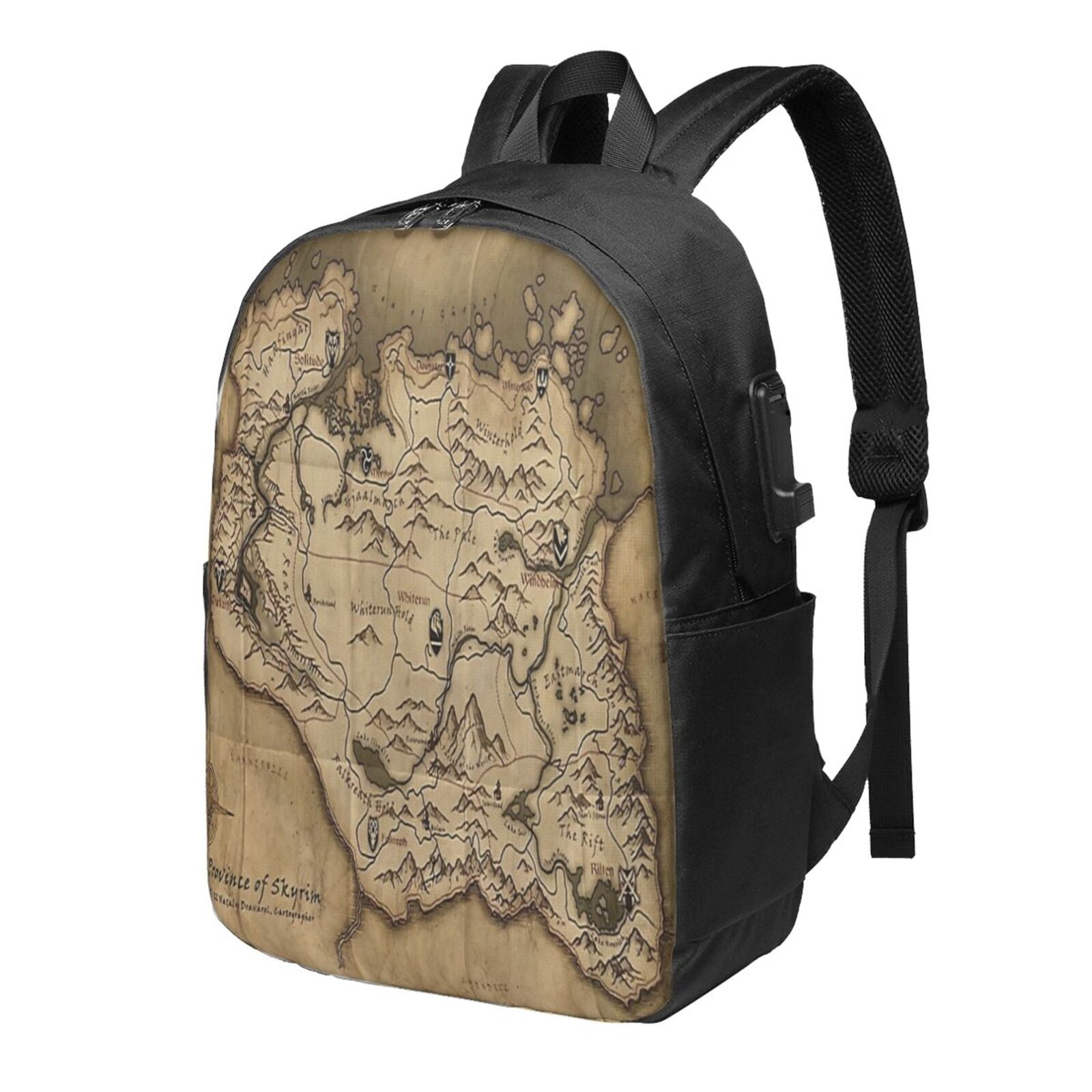Skyrim World Map Backpack Fashion Travel Backpack Laptop Backpack 17 ...