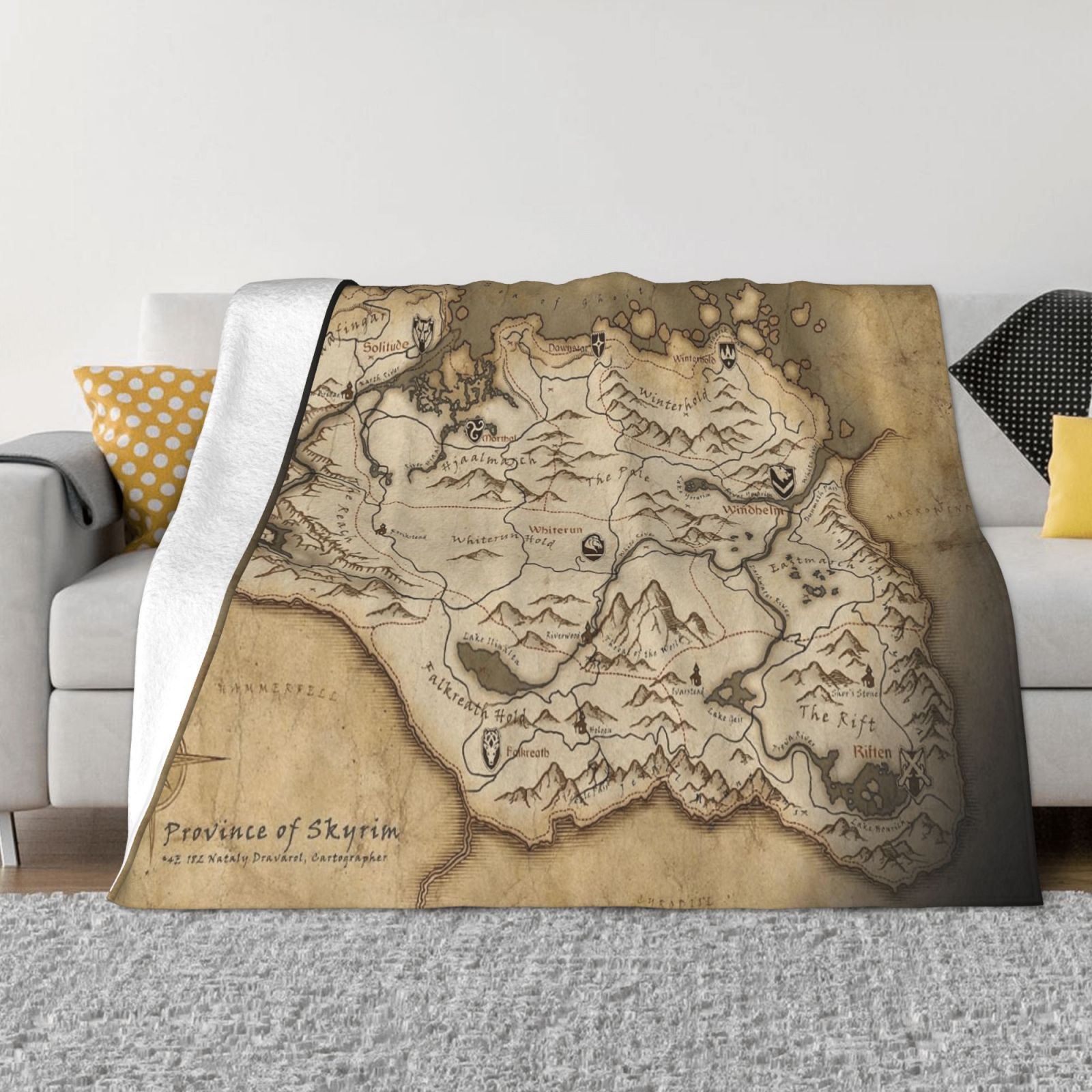 Skyrim World Map Throw Blanket Lightweight Fleece Flannel Blanket 50 ...