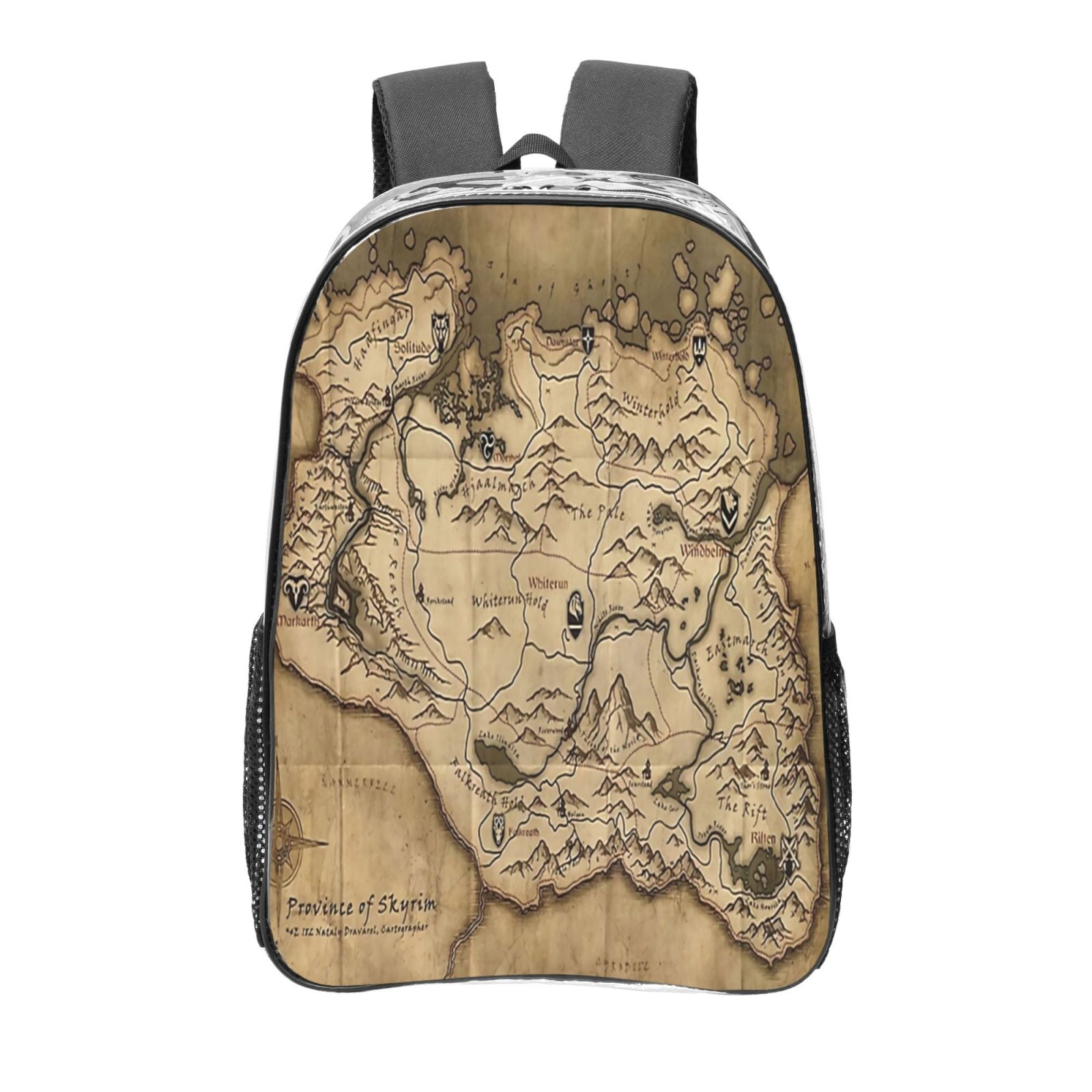 Skyrim World Map Transparent Backpack Fashion Travel Backpack Laptop ...