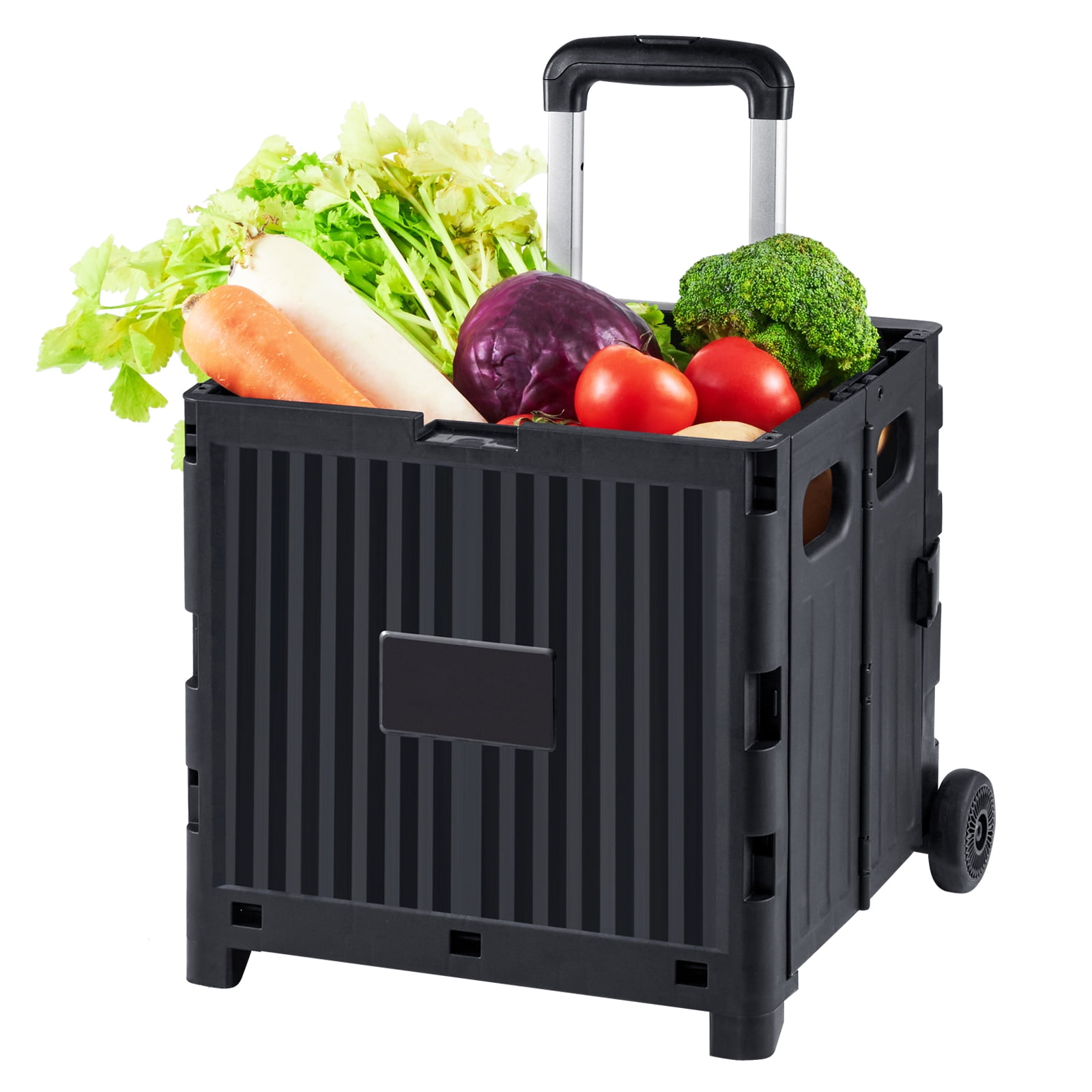KFFKFF Folding Shopping Cart with Telescoping Handle, Black - Walmart.com