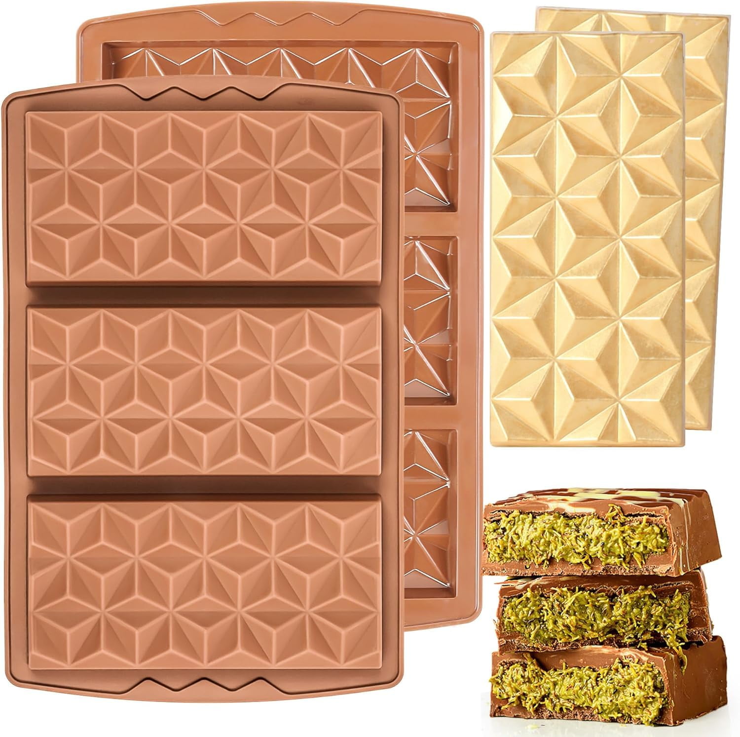 Skytail Break Apart Chocolate Bar Moulds 3 Cavity Pyramid Deep Dubai ...