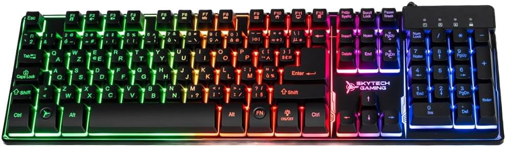 Skytech Gaming French K-1000 RGB Gaming Keyboard, 104 Keys USB Wired ...
