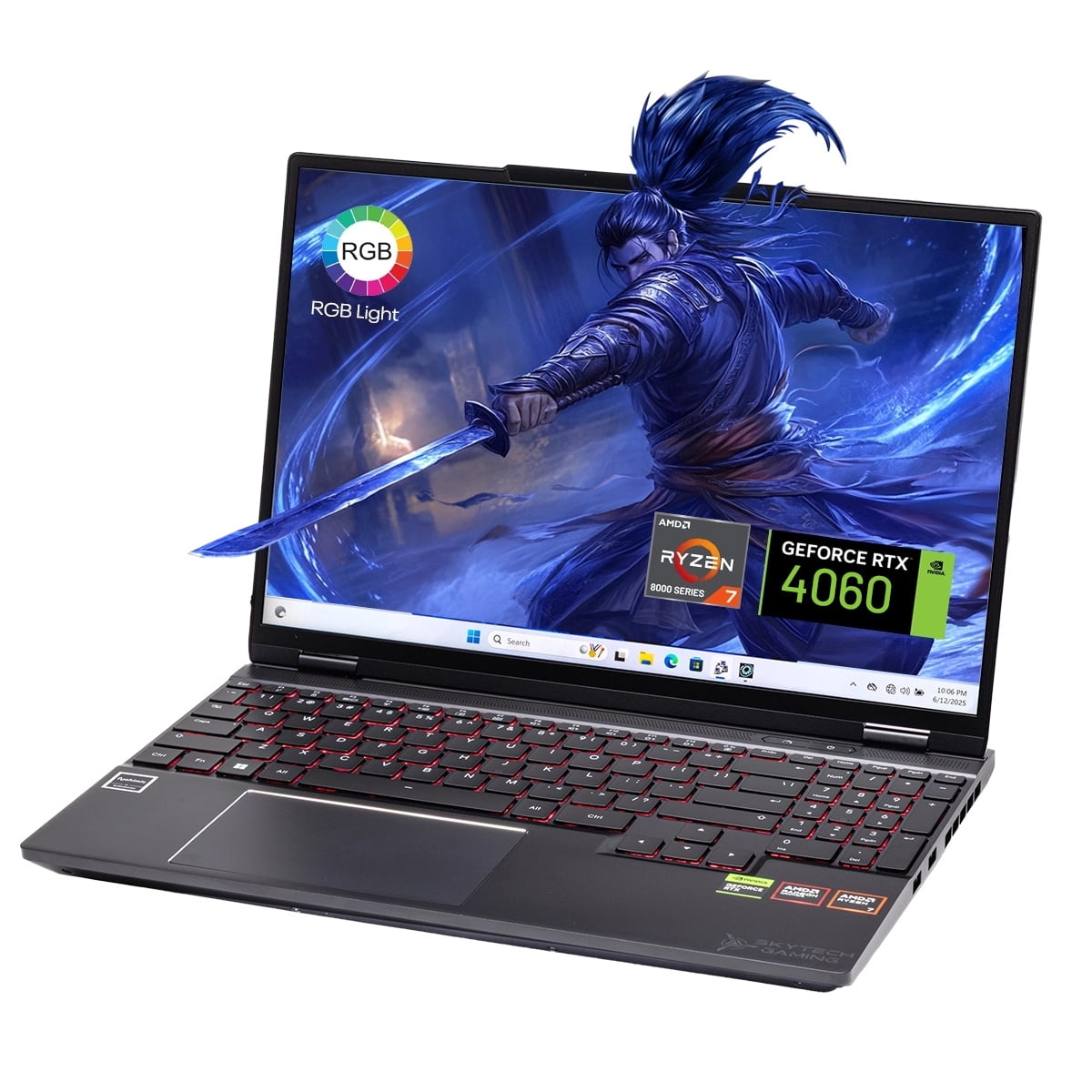 Skytech Gaming Noir Gaming PC, AMD Ryzen 7 8745 4.9GHz, NVIDIA RTX 4060 ...