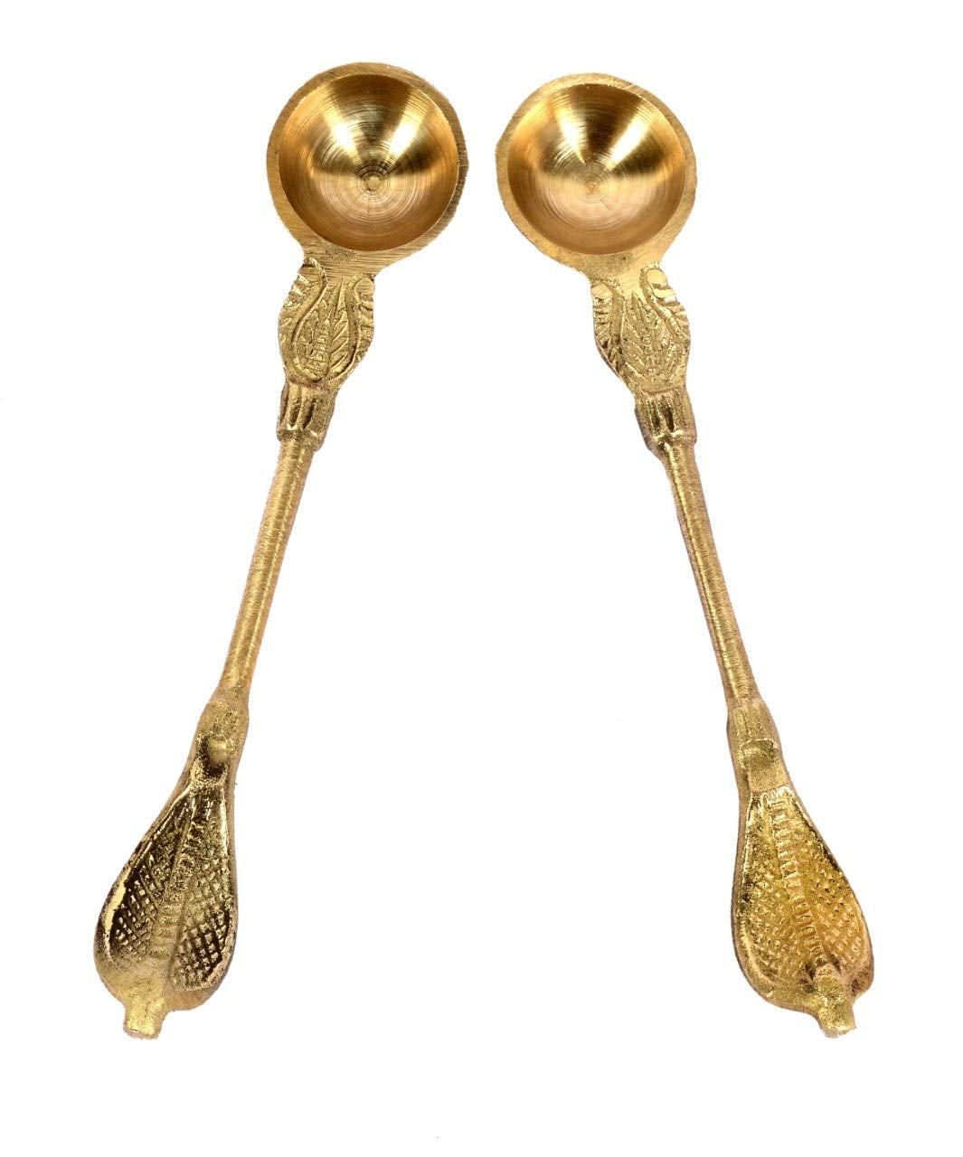 Skywalk Handmade Brass Pooja AnchmaniCharnamritHawan Spoon with Snake ...