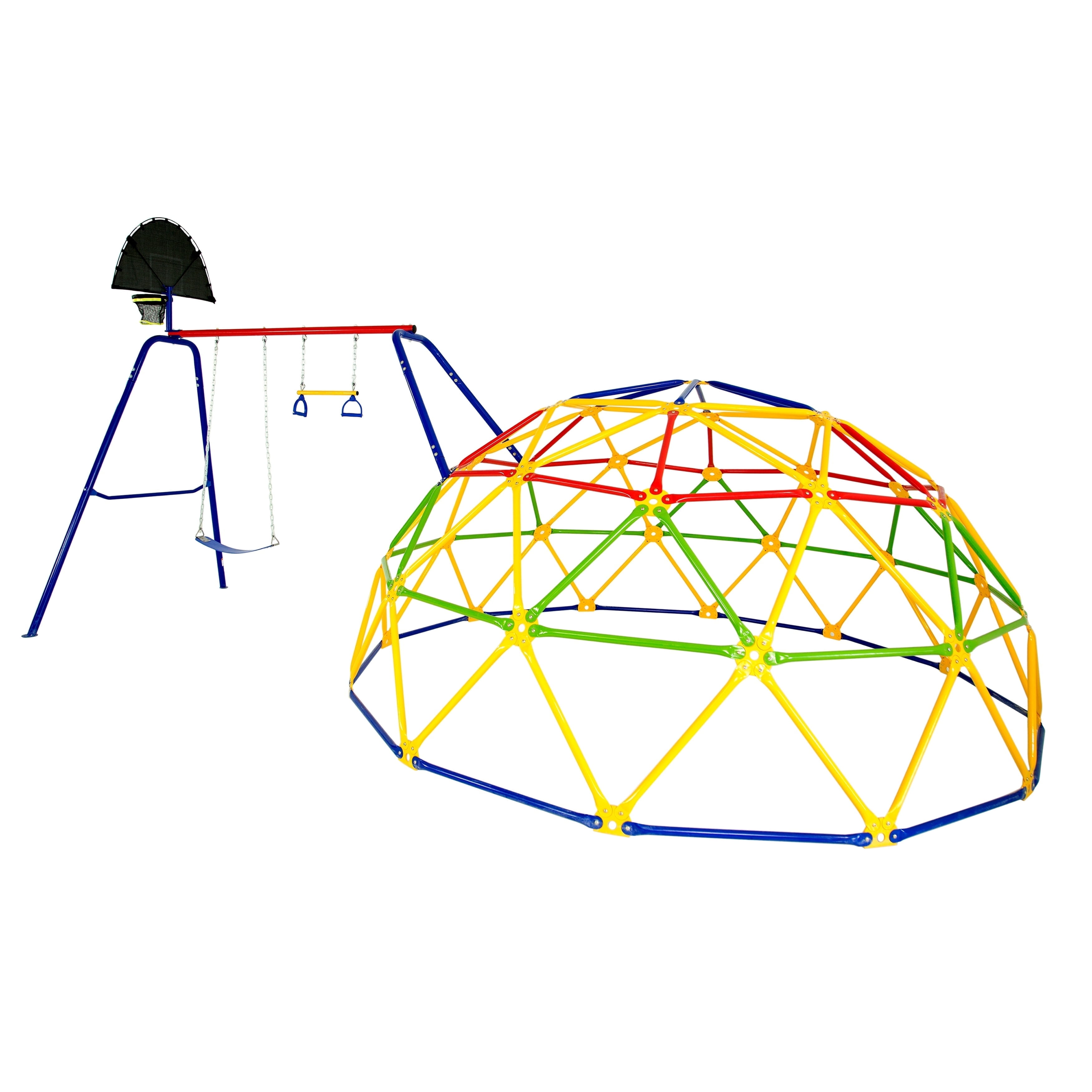 ActivPlay 12' Geo Dome Climber with Swing Set - 3-in-1 Gym, Basketball ...