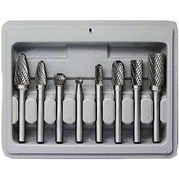 Skywee Carbide Burr Set 8pcs, 1/4 inch shank, double cut rotary files ...
