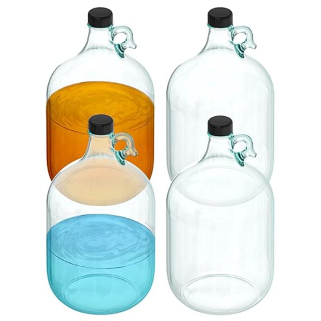 Skywin 1 Gallon Glass Jar With Lid- 4 Pack of 1 Glass Gallon Water ...