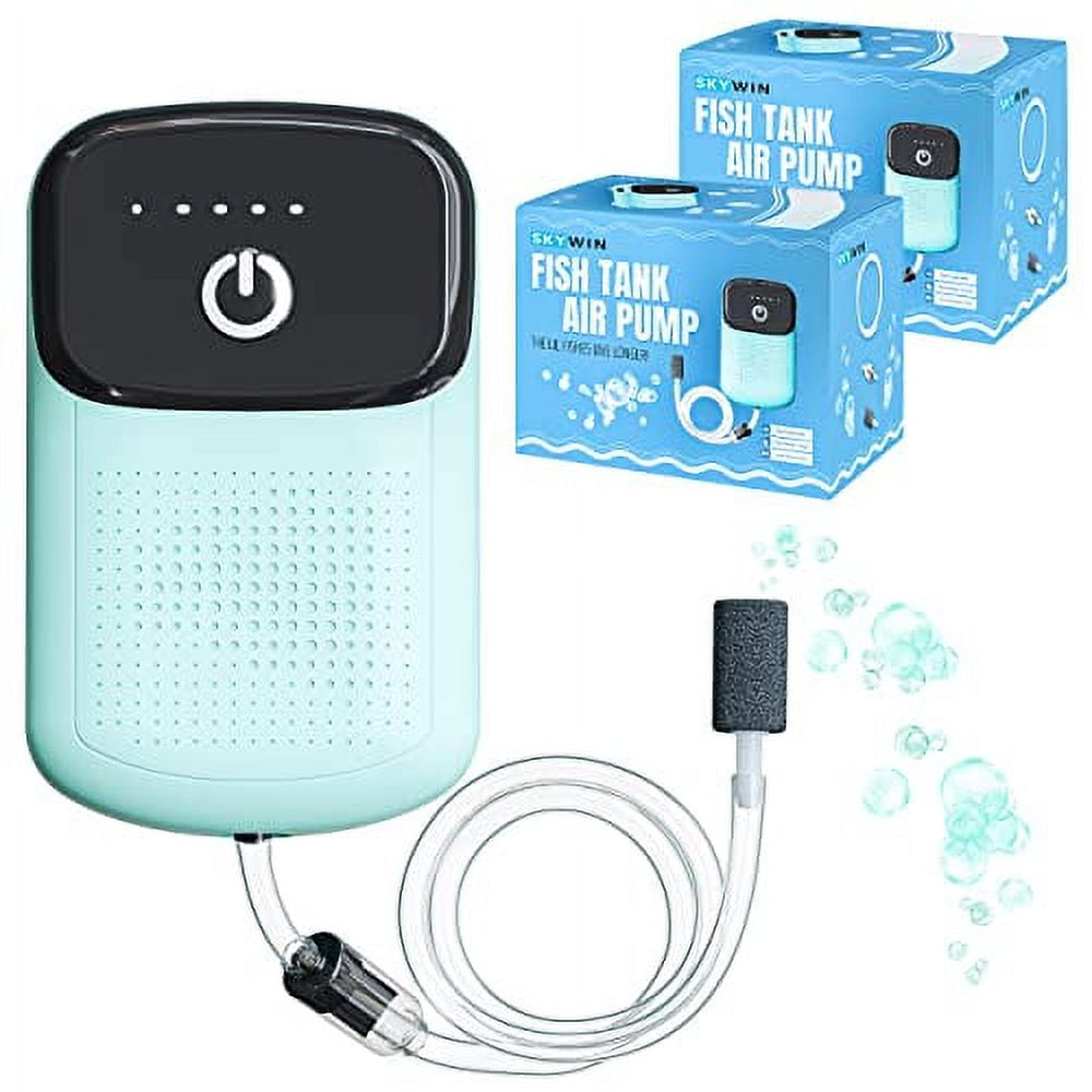 Skywin 2 Pack Blue Fish Aerator Pump - Rechargeable Battery Powered ...