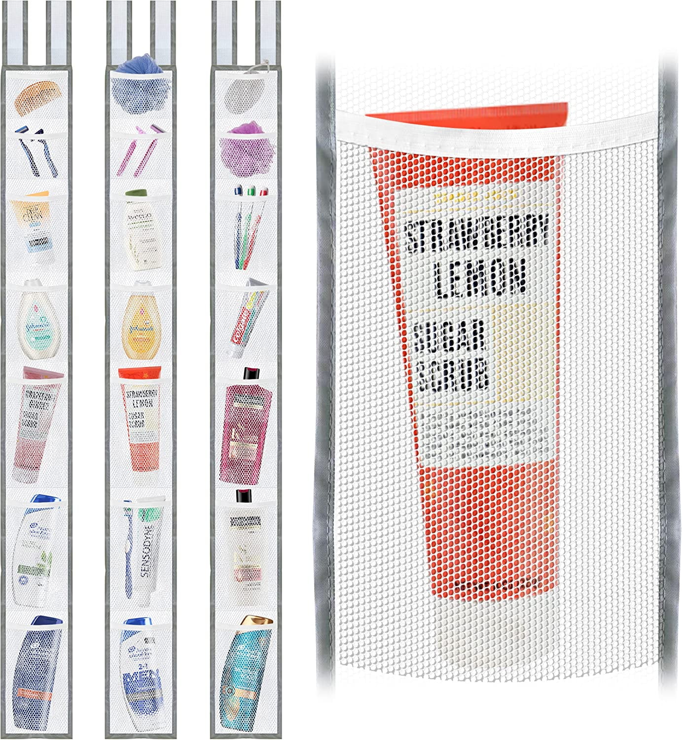 Skywin 3 Pack Shower Liner With Pockets, Hanging Mesh Shower Caddy – 57 ...