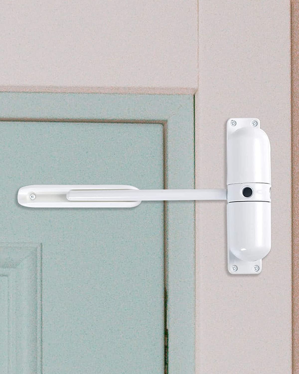 Skywin Automatic Door Closer - Large White Self-Closing Hinge with ...