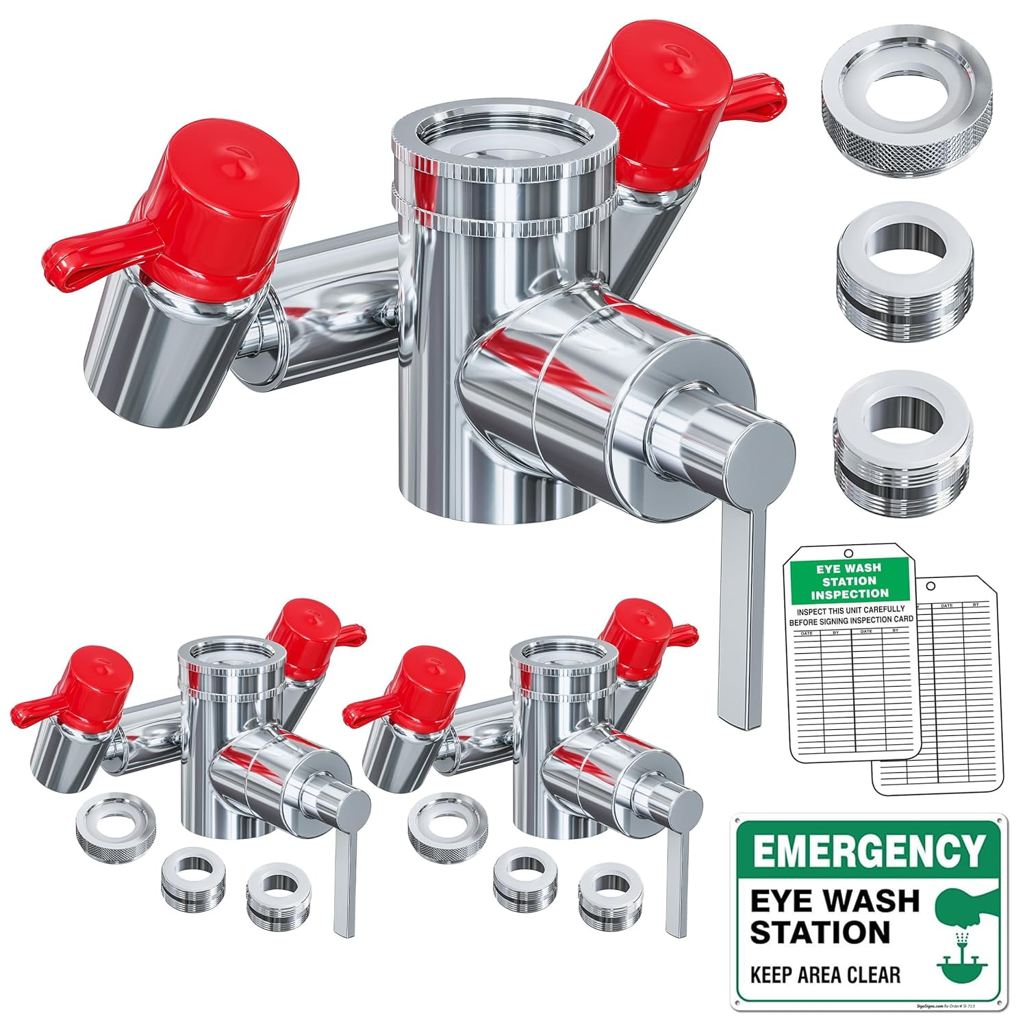 Skywin Eye Wash Kit - (3 Pack) Faucet Mounted Emergency Eye Wash ...