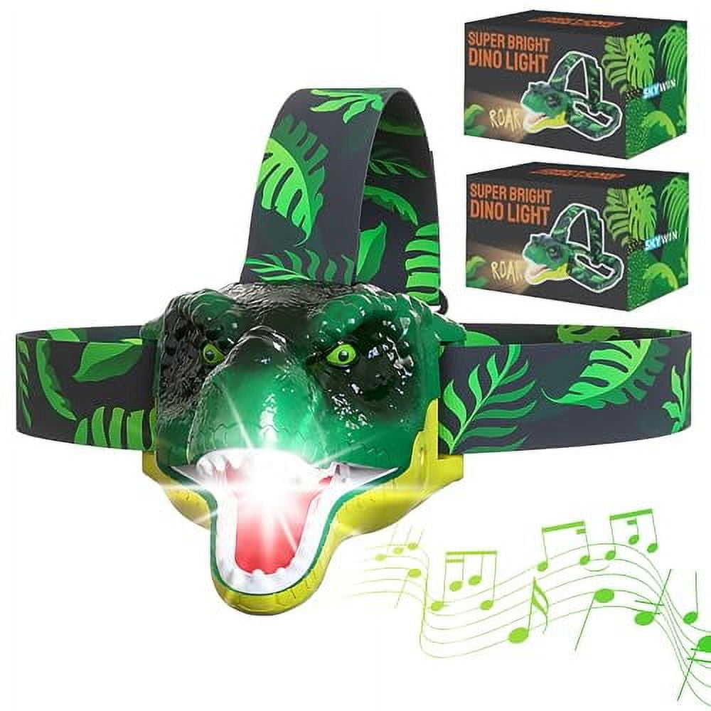 Skywin Kids Headlamp - 2 Pack, 2.8 x 2.9 x 2.7” Dinosaur Headlamp for ...