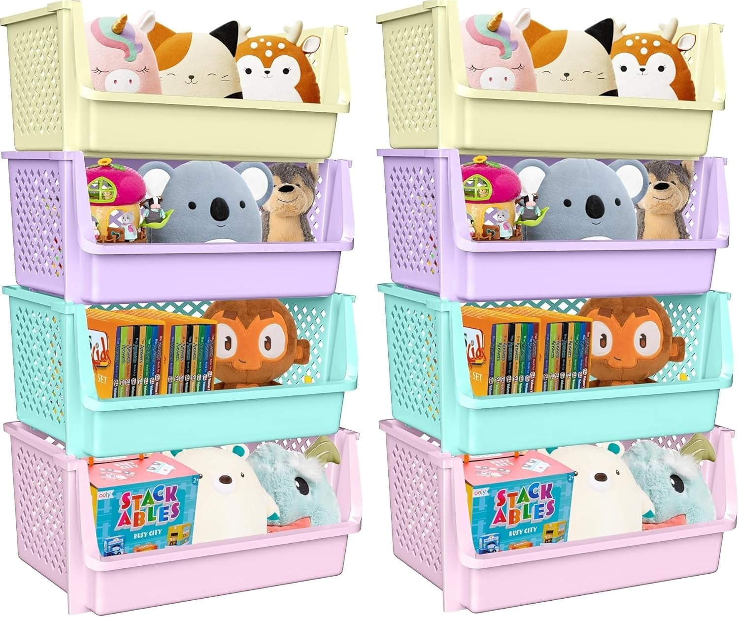 Skywin- Large Stacking Bins Open Front for Pantry, 8 Pack Stackable ...