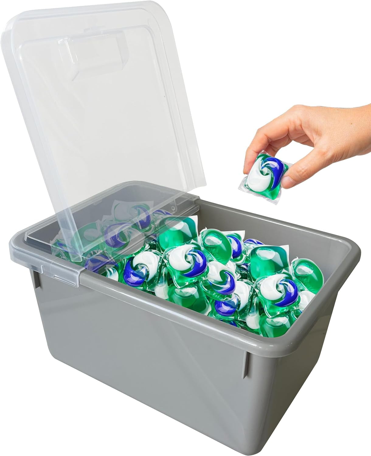 Skywin Laundry Pod Container with Lift-Up Lid (Grey) - Laundry Pod ...