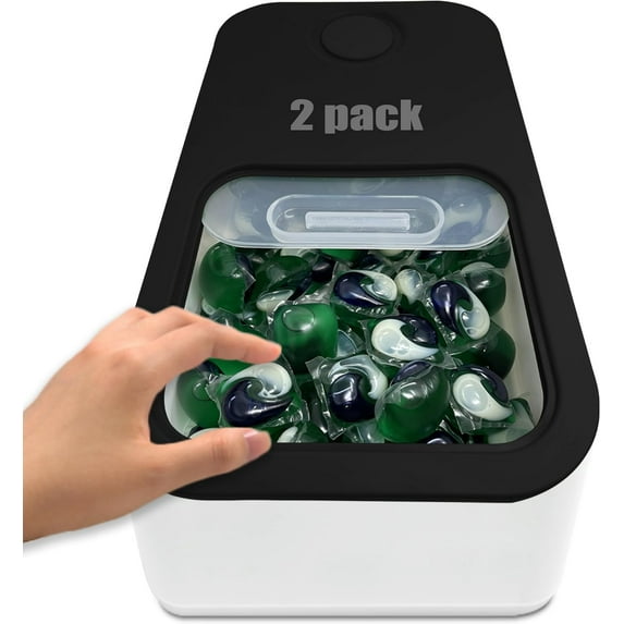 Skywin Laundry Pod Container with Sliding Lid - 2 Pack Stylish Laundry ...