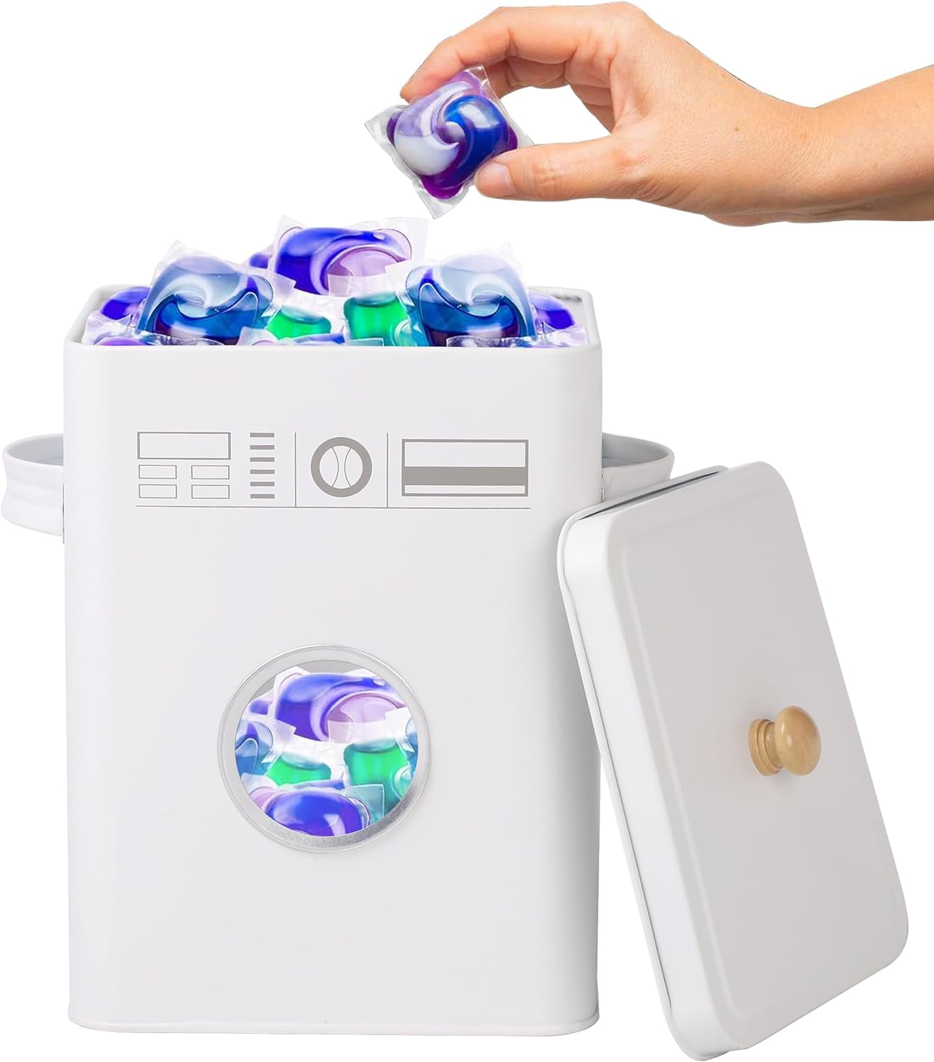 Skywin Metal Laundry Pod Container Holder with Lid - Laundry Pod ...