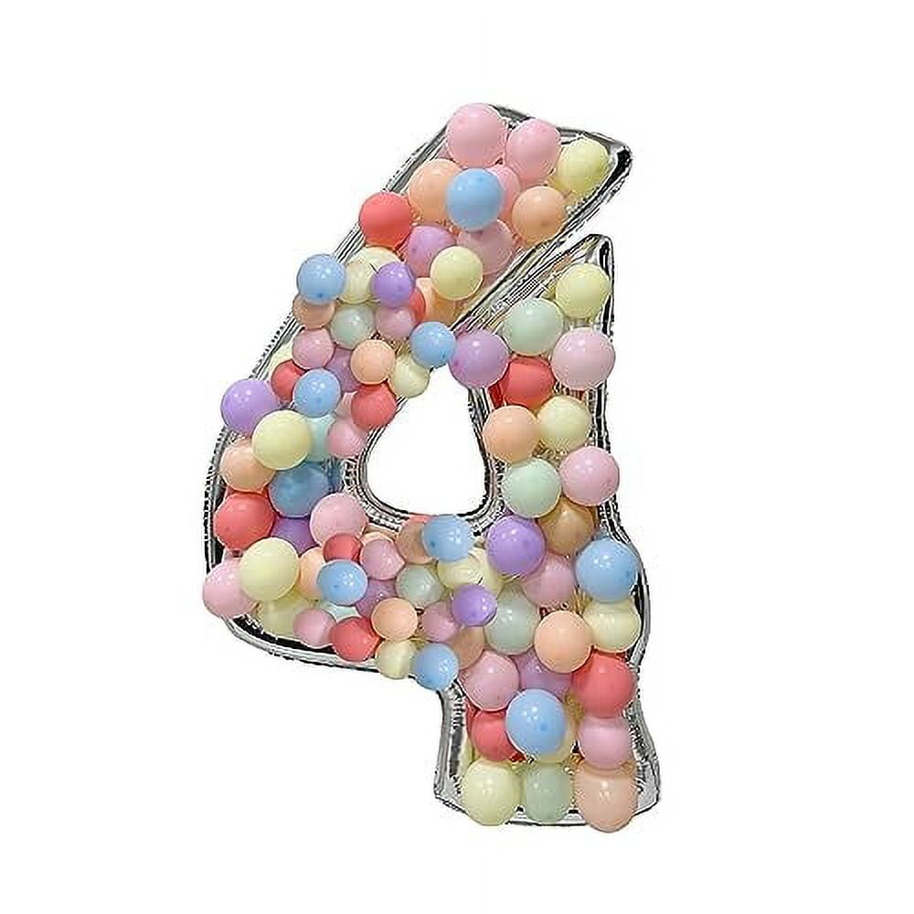 Skywin Number 4 Balloon Frame Silver - 65 Inches (5.42 Feet) Mosaic ...