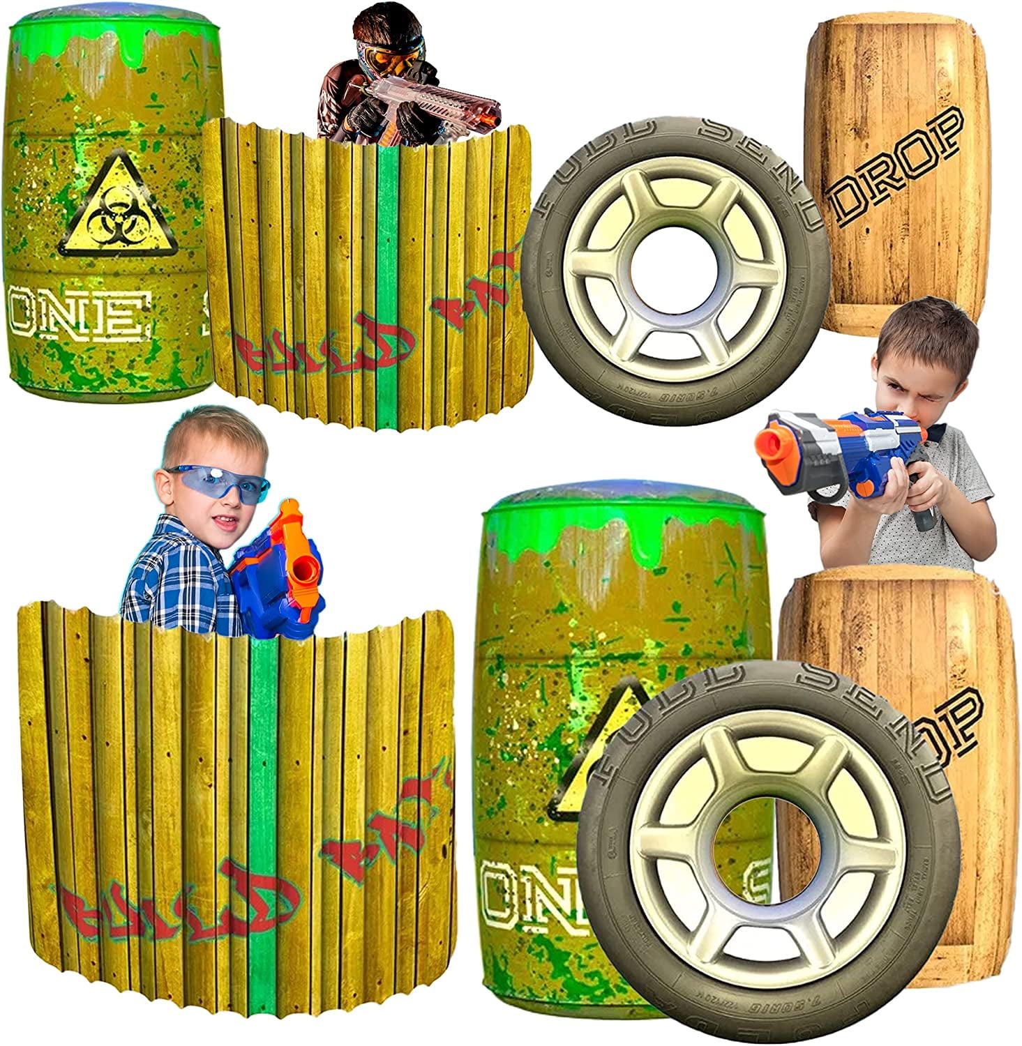 Skywin Obstacles for Play Wars - 8 Pieces Easy Set Up Inflatables ...