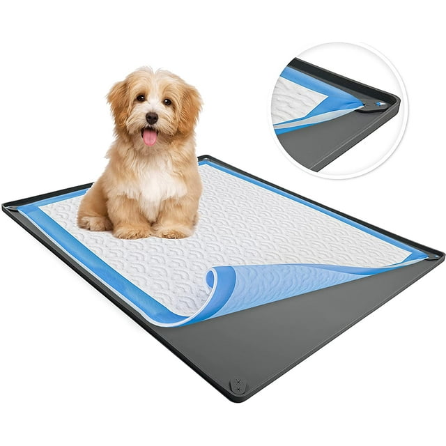 Skywin Pee Pad Holder - 30 x 36 Inches, No Spill and Leaks Silicone Puppy Pad Holder (Grey ...