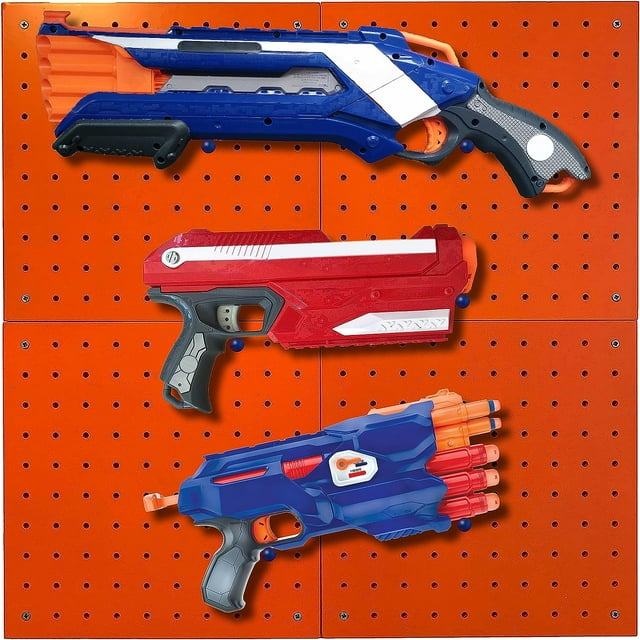 Skywin Wooden Peg Board for Nerf Gun Storage - Wall Organizer with ...