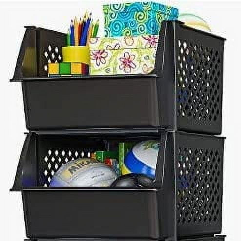 Skywin Plastic Stackable Storage Bins for Pantry, Office Use, Large ...