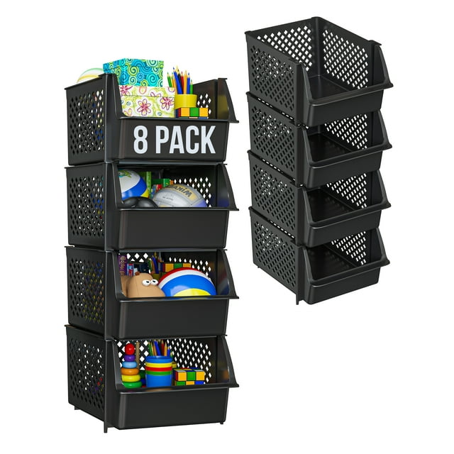 Skywin Stackable Storage Bins For Pantry Plastic Bins For Organizing
