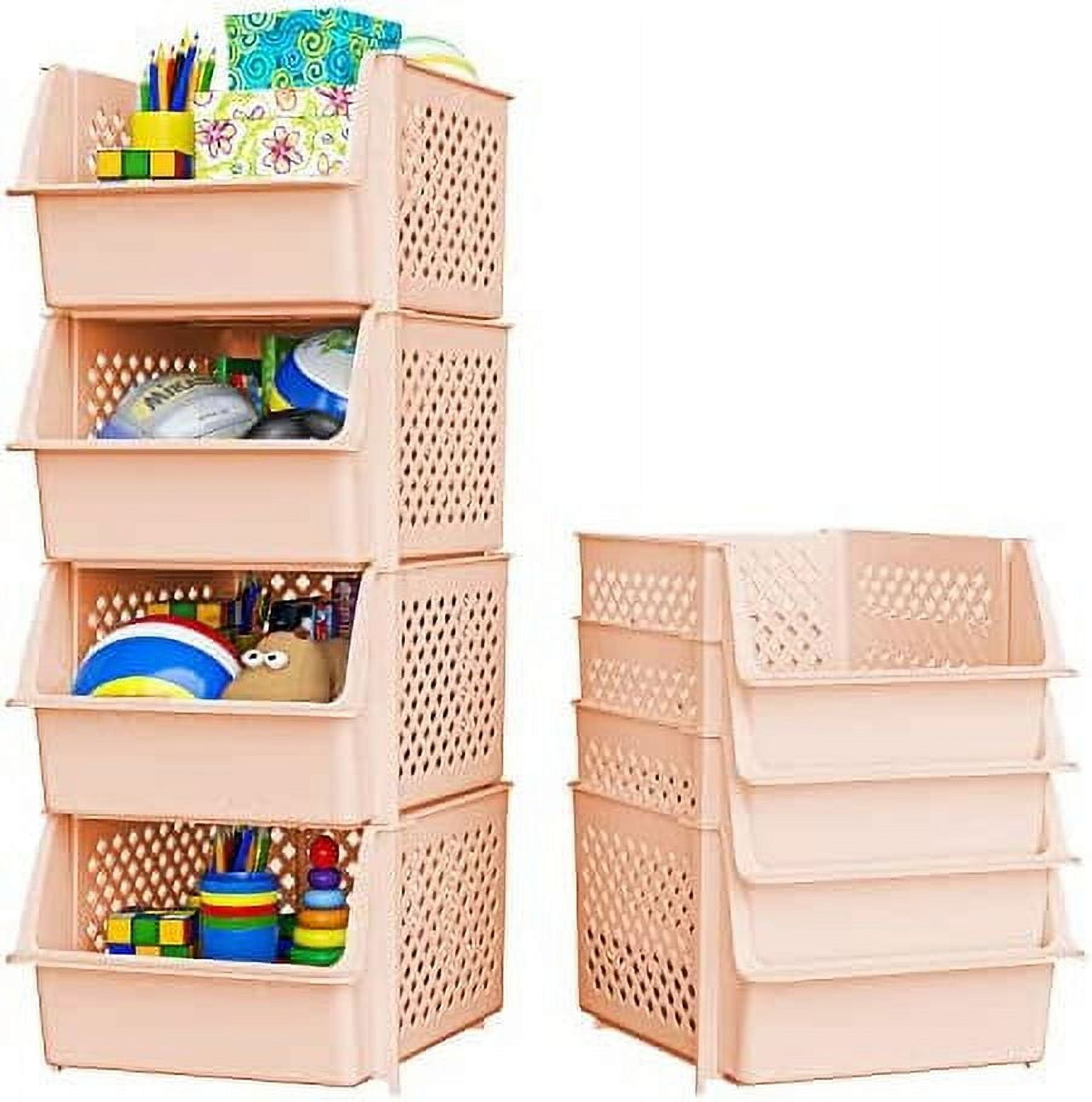 Skywin Open Front Stacking Set - Plastic Stackable Storage Bins for ...