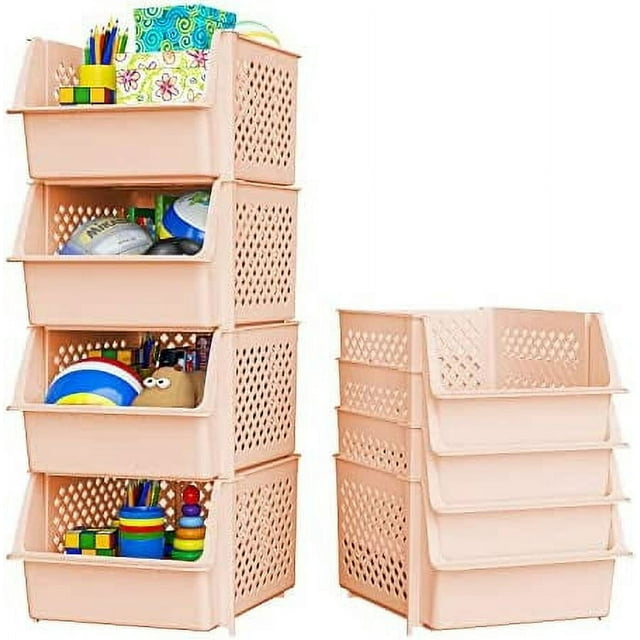 Skywin Open Front Stacking Set - Plastic Stackable Storage Bins for ...