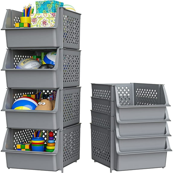 Skywin Plastic Stackable Storage Bins for Pantry - Stackable Bins For ...