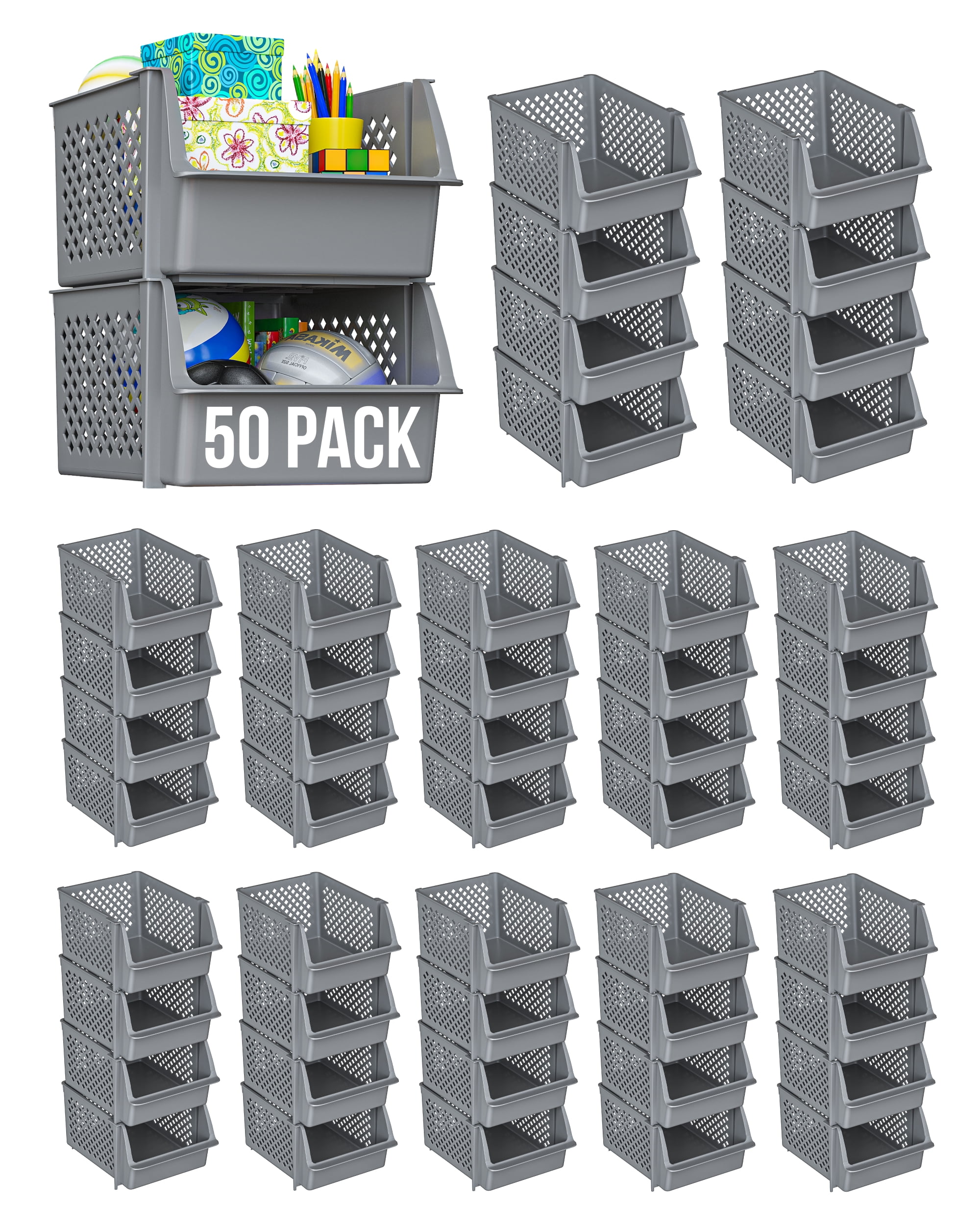 Skywin Plastic Stackable Storage Bins for Pantry - Stackable Bins For ...