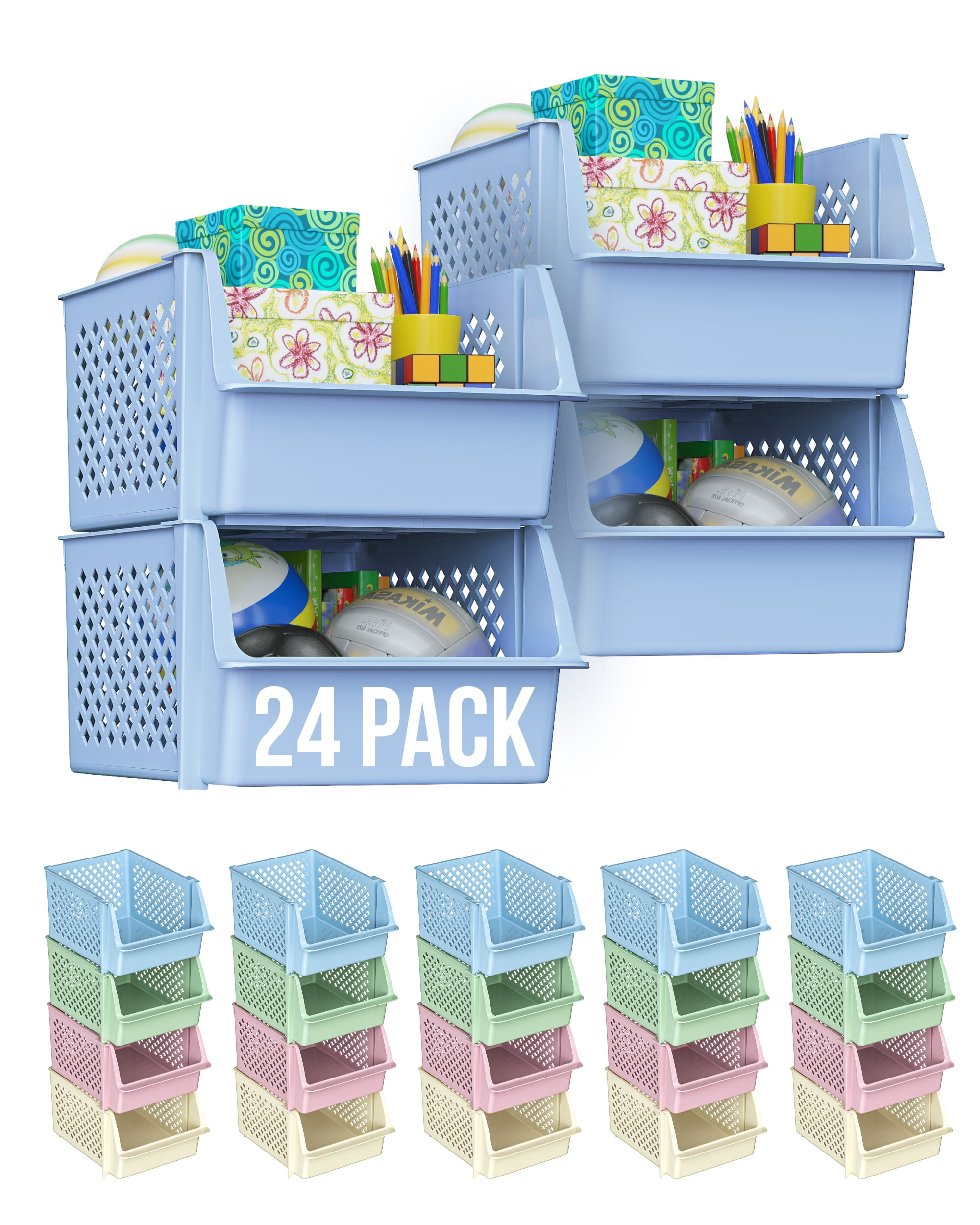 Skywin Plastic Stackable Storage Bins for Pantry - Stackable Bins For ...