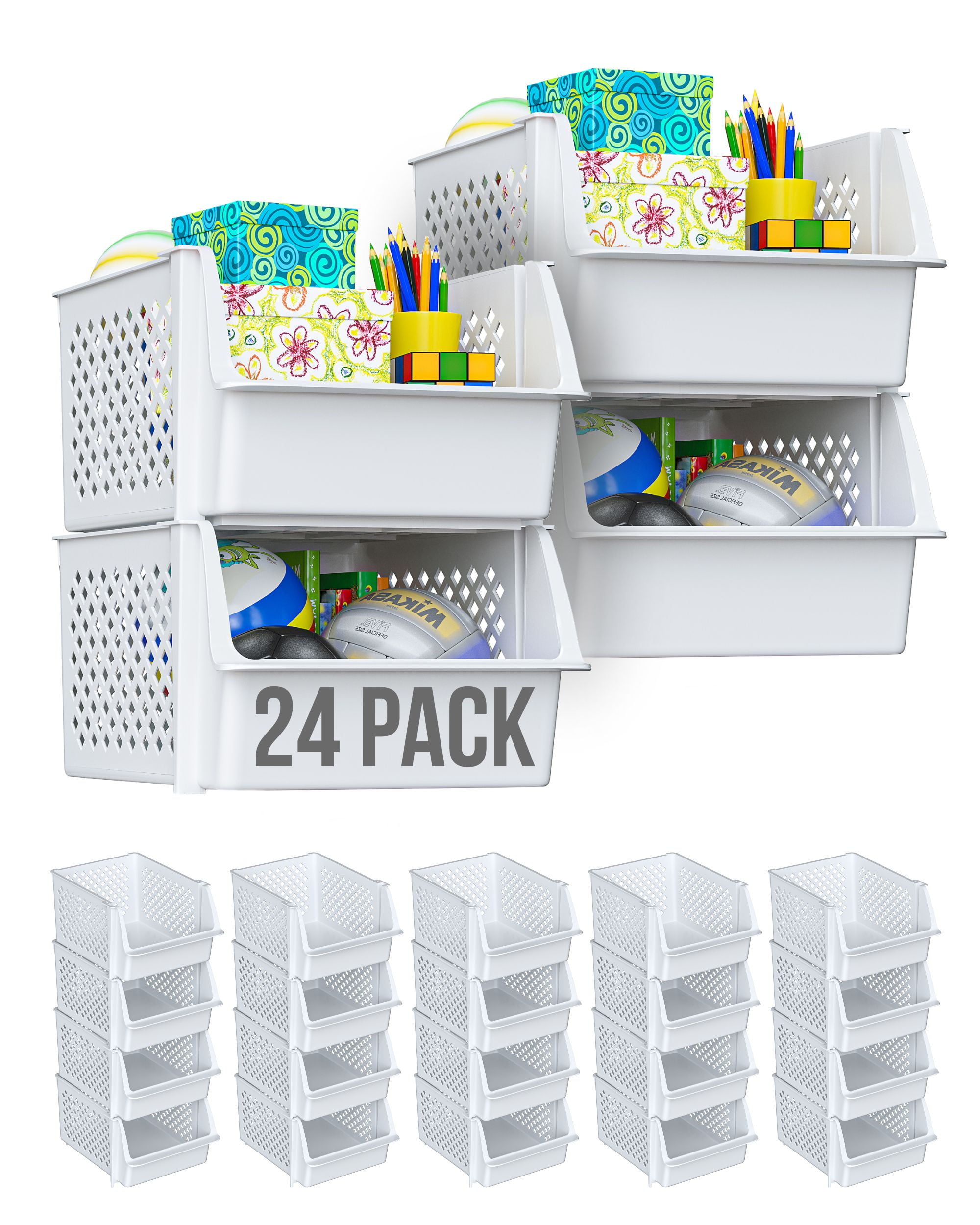 Skywin Plastic Stackable Storage Bins for Pantry - Stackable Bins For ...